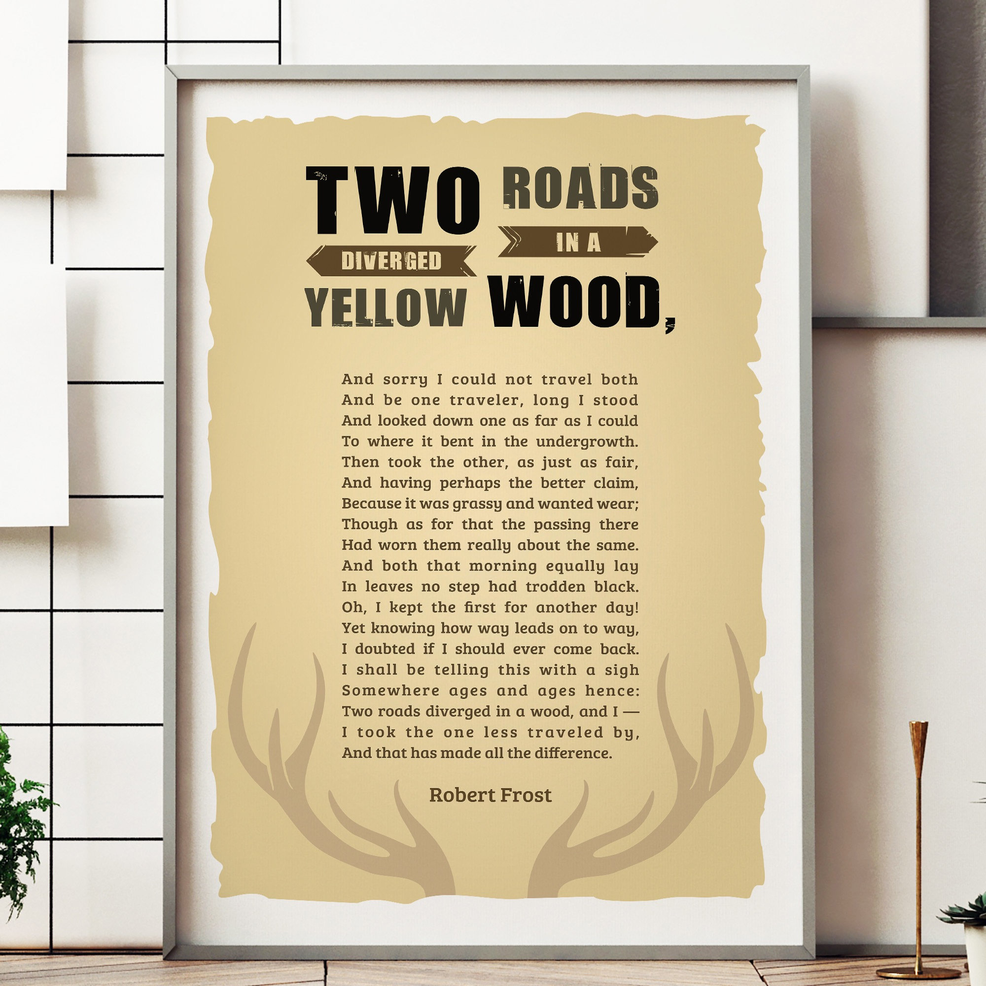 Robert Frost Poem Quote Print The Road Not Taken Poem Poster | Etsy