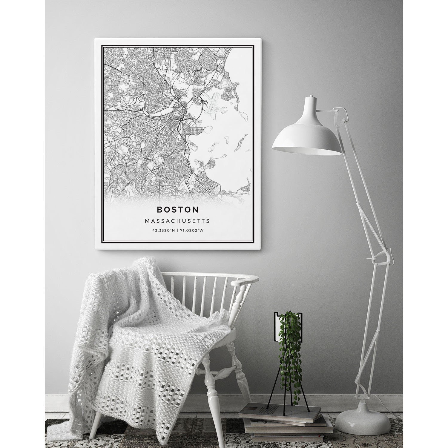 Boston Map Canvas Print City Maps Wall Art Massachusetts | Etsy