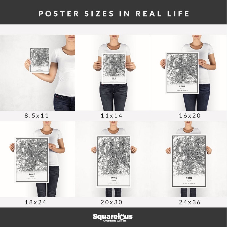 Rome Map Print Minimalistic Wall Art Poster City Maps - Etsy