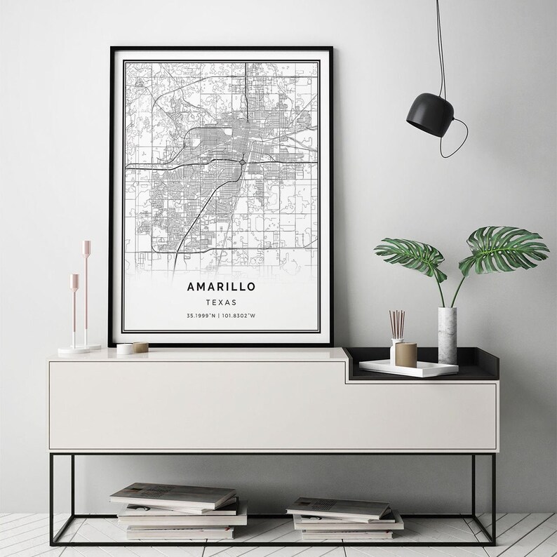 Amarillo Map Print Minimalistic Wall Art Poster City Maps - Etsy