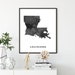 Louisiana Map Art Poster, Black and White Wall Art Print of Louisiana ...