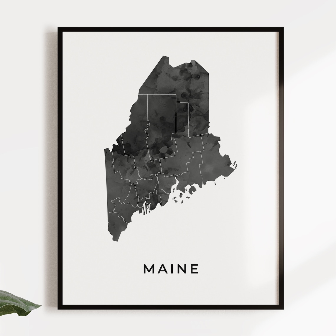 Maine Map Art Poster Black and White Wall Art Print of Maine - Etsy