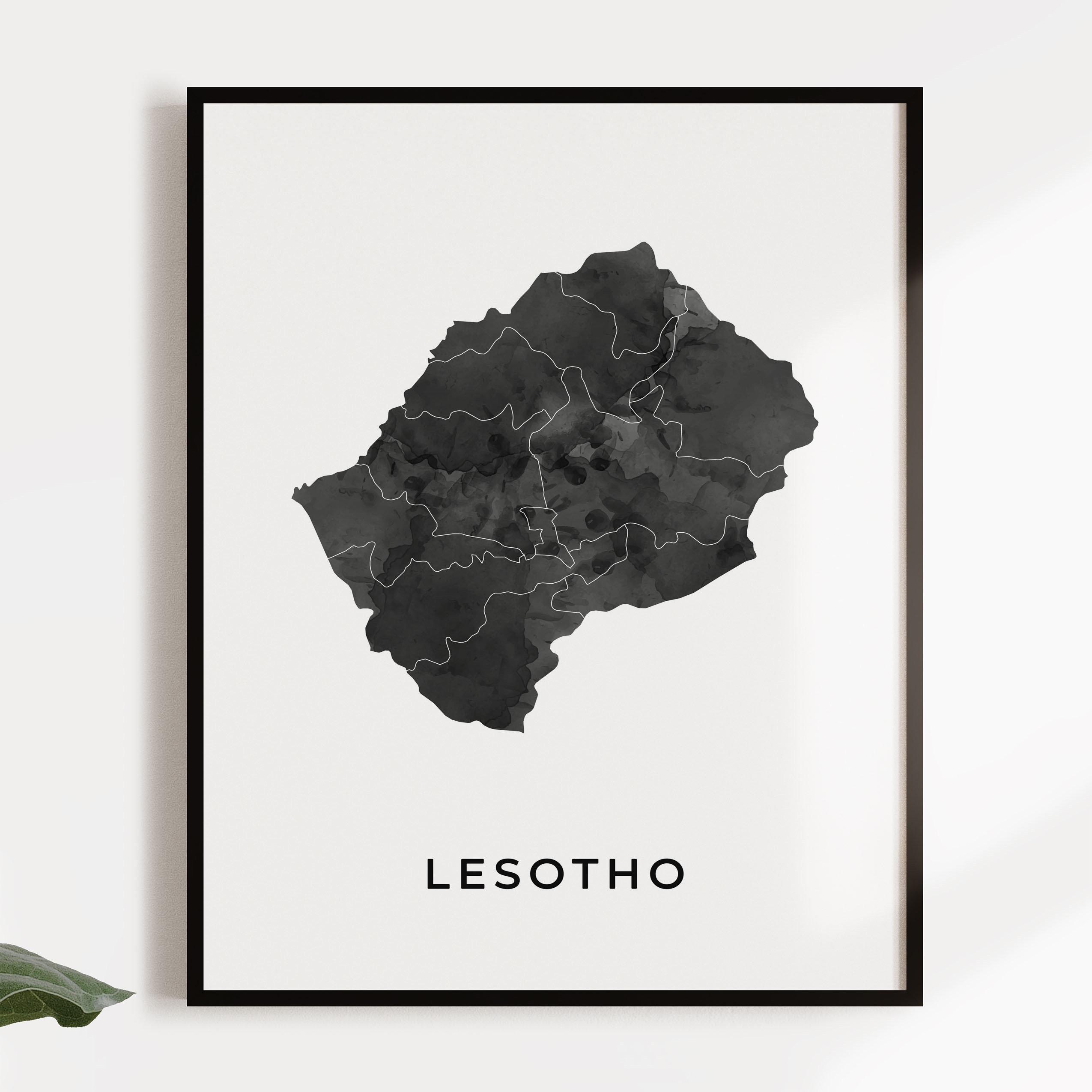 Lesotho Map Art Print: Black and White Travel Poster - Etsy