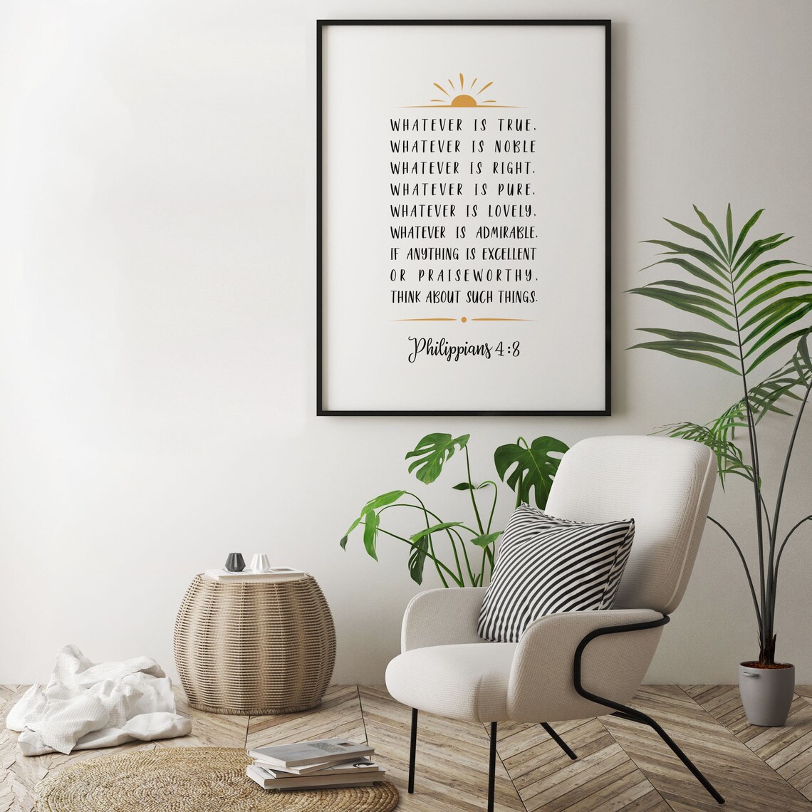 Philippians 4 8 Bible Quote Print Bible Verse Wall Art Poster - Etsy