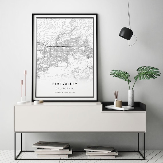 Simi Valley Map Print Minimalistic Wall Art Poster City | Etsy