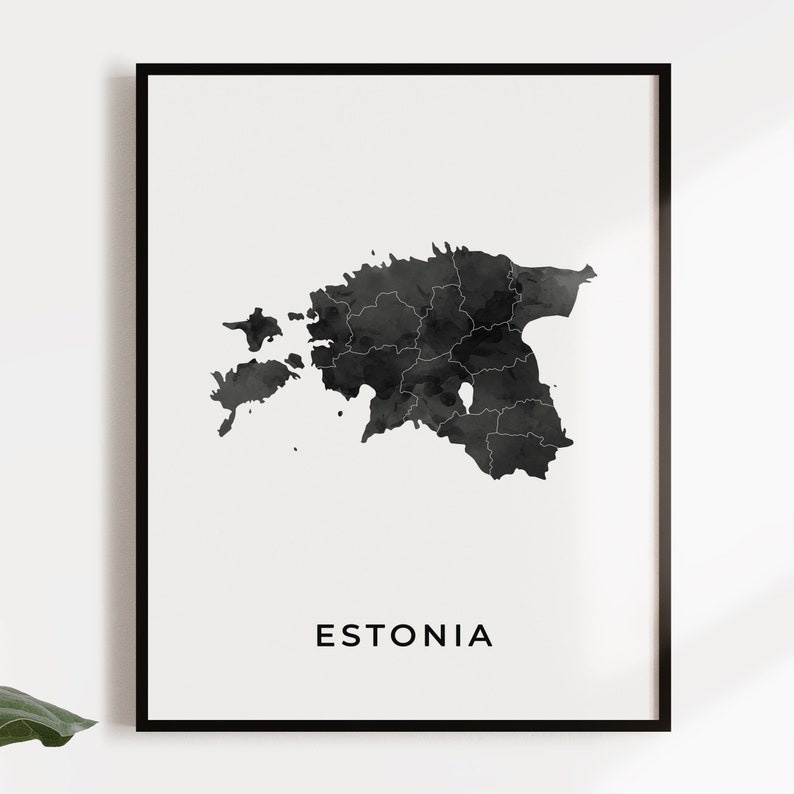 Estonia Map Art Poster Black and White Wall Art Print of - Etsy