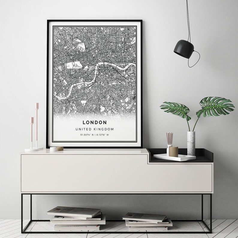 London Map Print Minimalistic Wall Art Poster City Maps - Etsy
