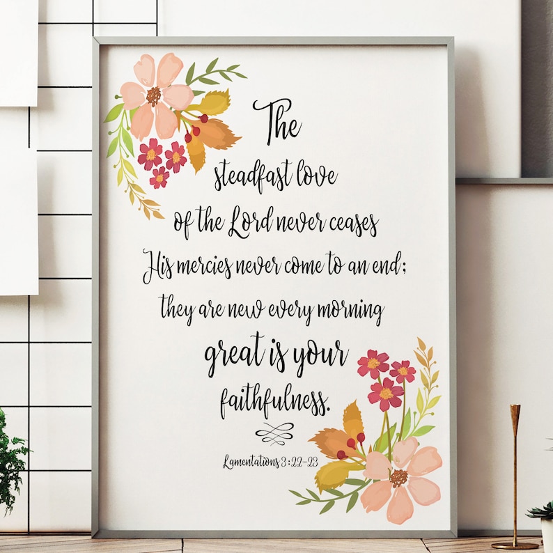 Bible Verse Printable Lamentations 3:22-23 the Steadfast - Etsy