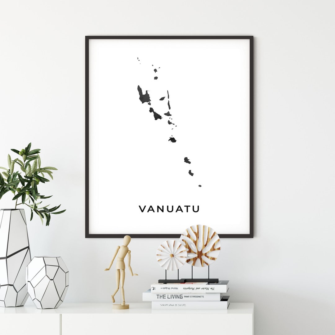 Vanuatu Map Art Poster, Black and White Wall Art Print of Vanuatu, Gift ...