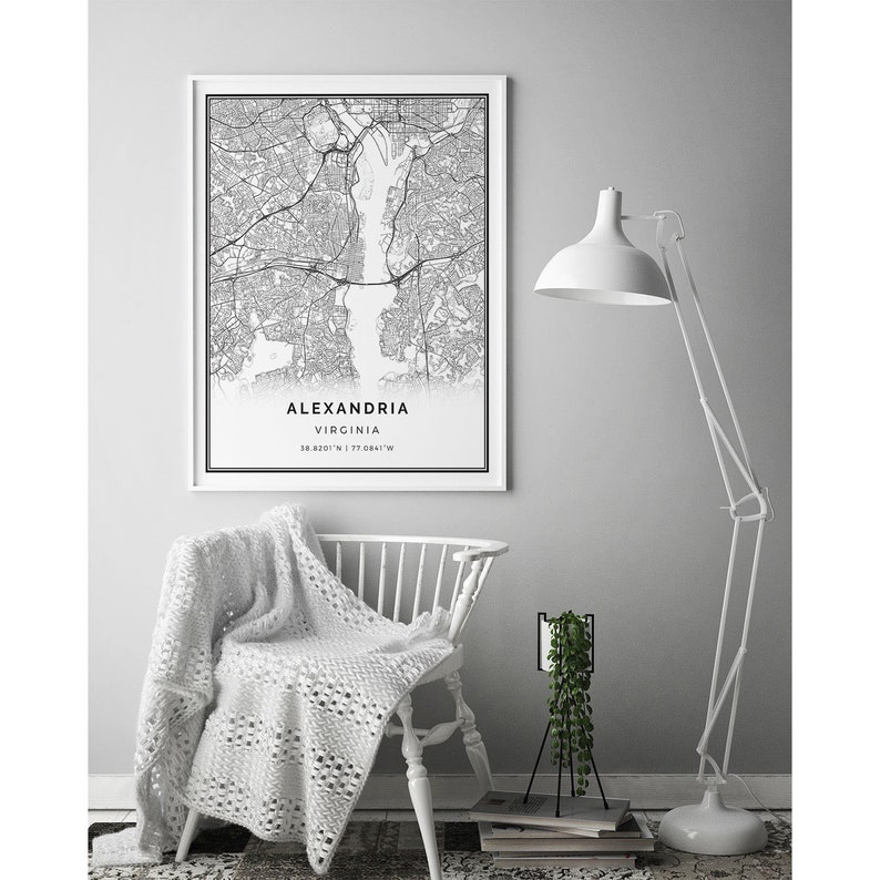 Alexandria Map Print Minimalistic Wall Art Poster City - Etsy