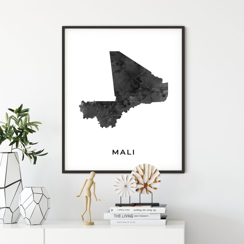 Mali Map Art Poster Black and White Wall Art Print of Mali - Etsy