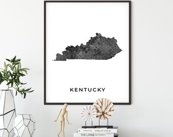 Black and White Kentucky Poster - Etsy