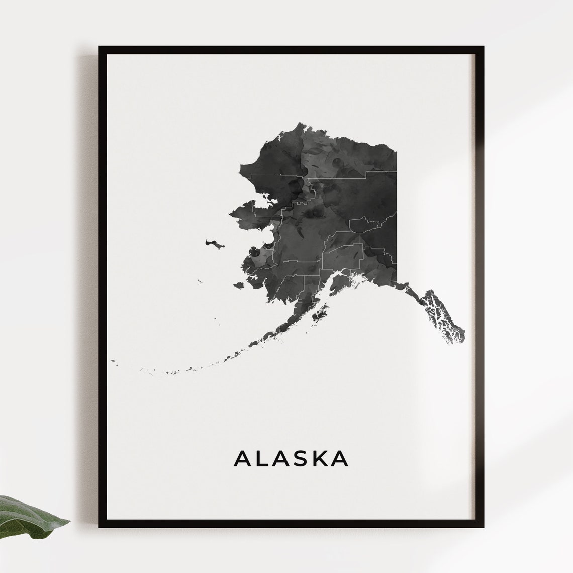 Alaska Map Art Poster Black and White Wall Art Print of | Etsy