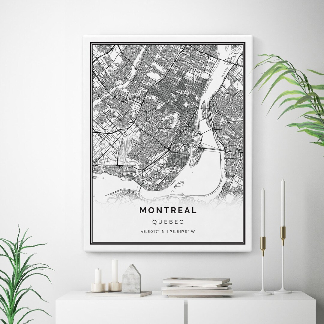 Montreal Map Canvas Print City Maps Wall Art Quebec Gift - Etsy