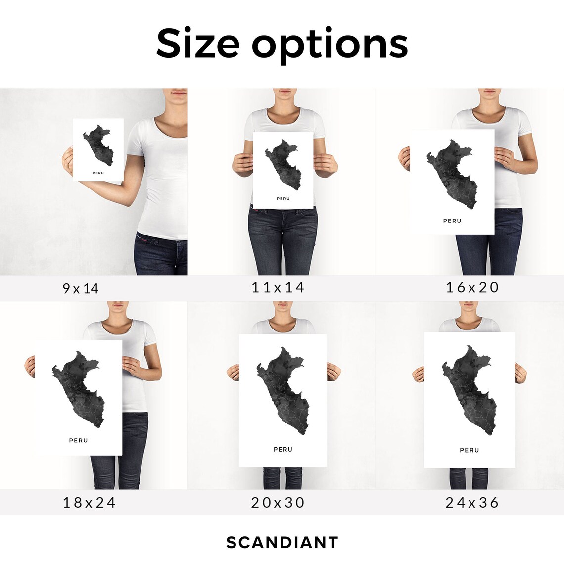 Peru Map Art Poster Black and White Wall Art Print of Peru | Etsy