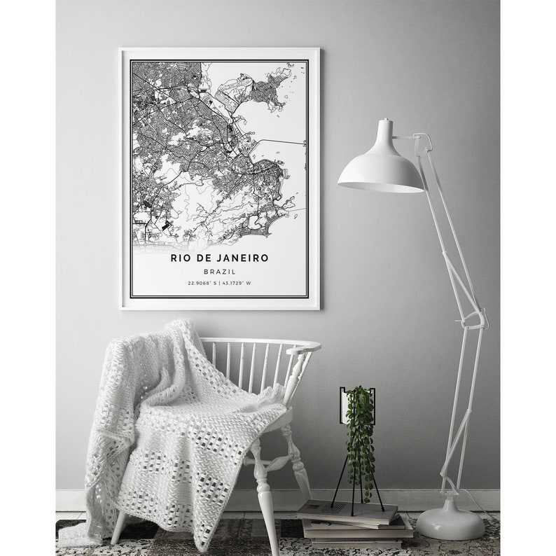 Rio De Janeiro Map Print Minimalistic Wall Art Poster City - Etsy