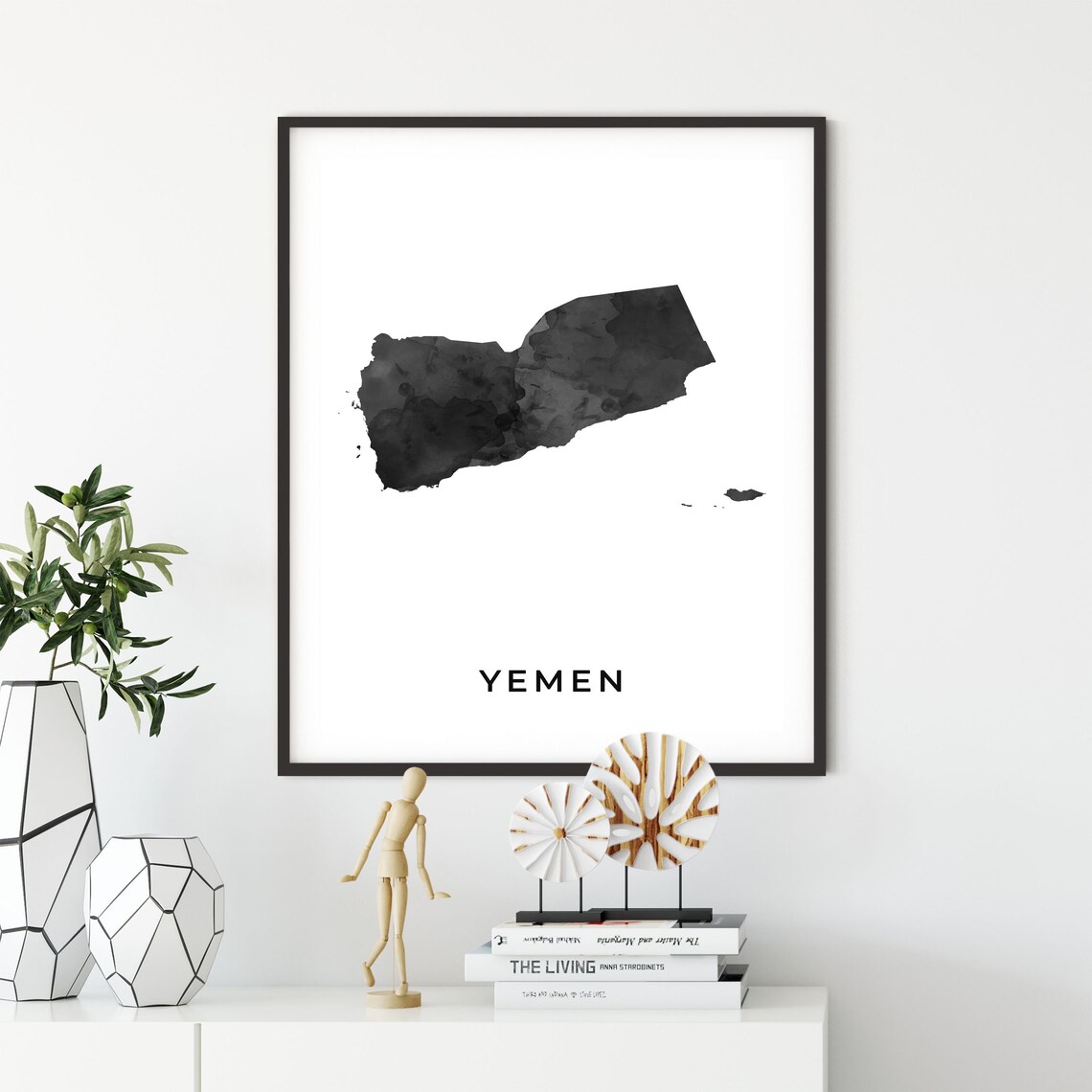 Yemen Map Art Poster Black and White Wall Art Print of Yemen - Etsy