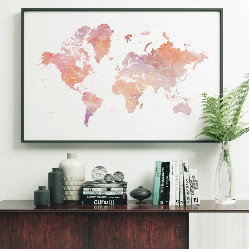 Marble World Map Pink Marble World Map Marble World Print - Etsy
