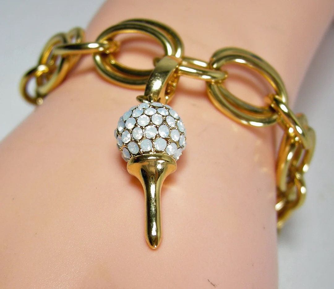 Rare Vintage Open Link Bracelet With Dangling Golf Charm - Etsy