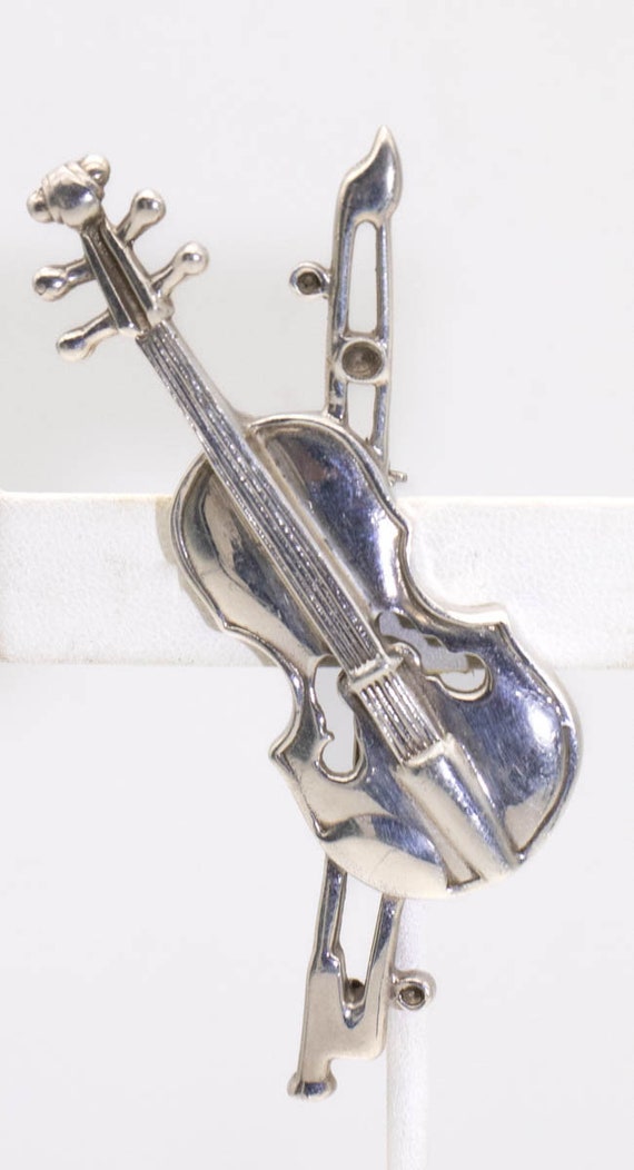 sterling violin pin - Gem
