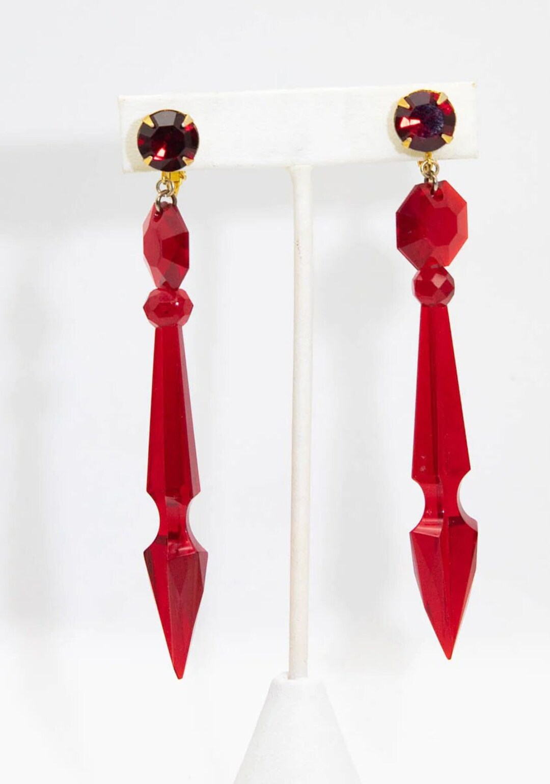 Vintage Signed Vogue Red Lucite 1950s Prism Earrings - JD11043 - Etsy