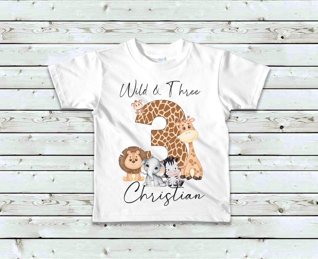 Wild and Three Safari Animals 3rd Third Birthday Shirt, Wild & Three T-shirt, Safari Birthday ...