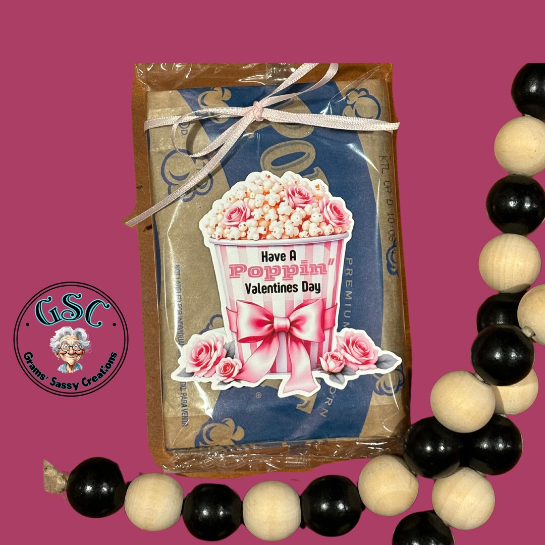 Have a Poppin Valentines Day, Bucket of Popcorn With Ribbon and Roses ...