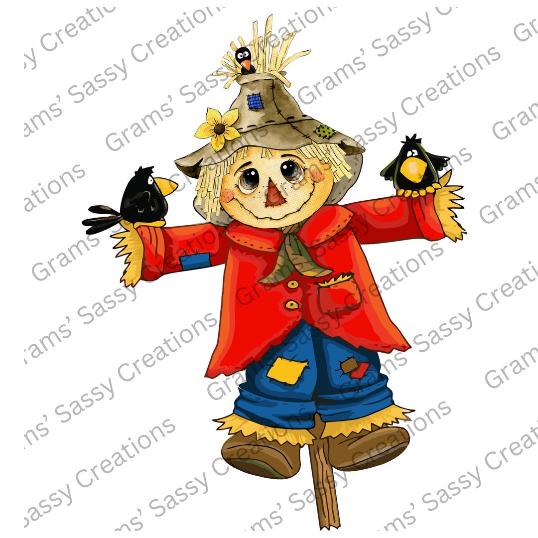 Harvest Scarecrow Png, Cute Digital Clipart Png, Fall Digital Download ...