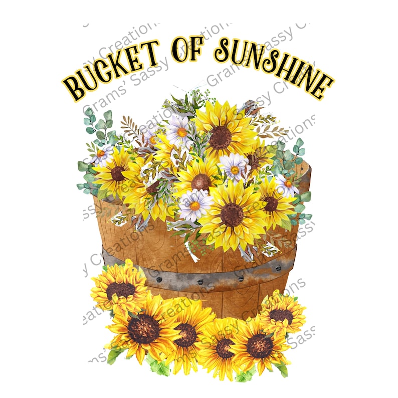 Bucket of Sunflower Png, Cute Digital Clipart Png, Sunflower Digital ...