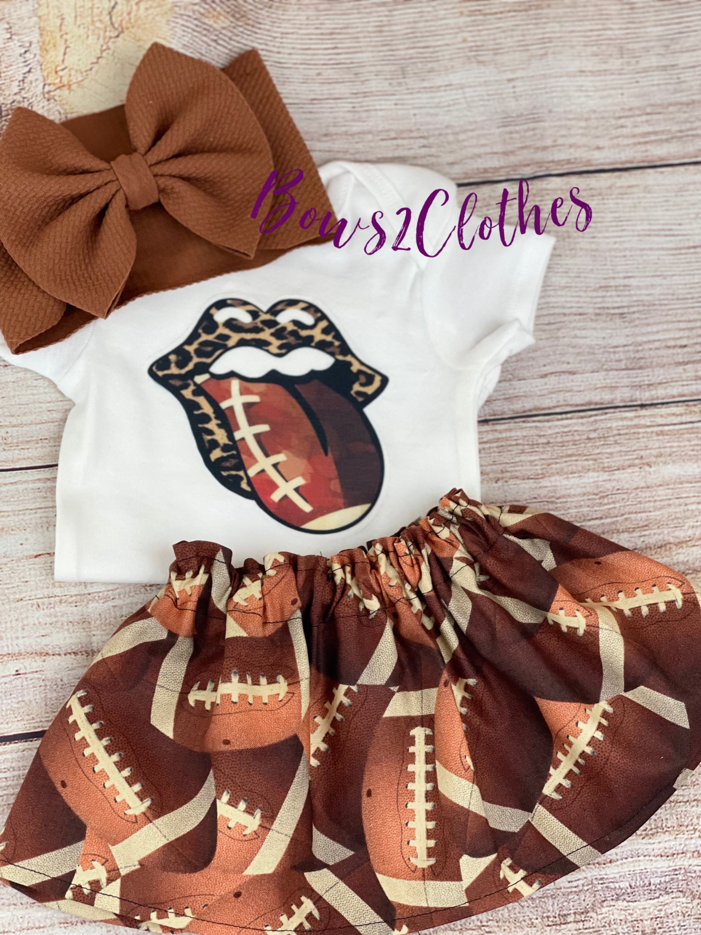 Football Baby Girl Outfit / Top, Skirt and Bow Set - Etsy