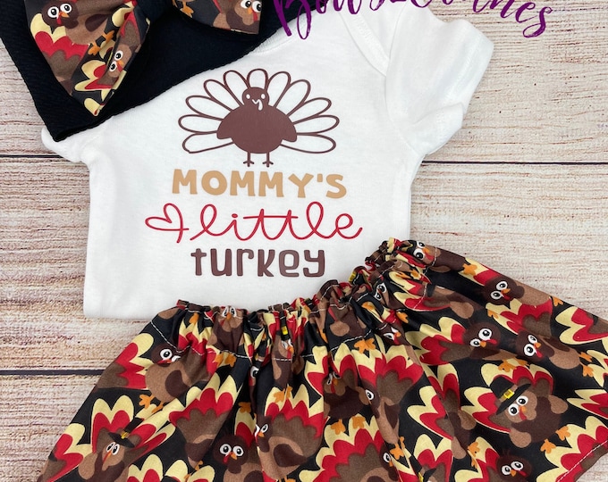 Mommys Little Turkey/ Baby Girl Thanksgiving Outfit / Top - Etsy