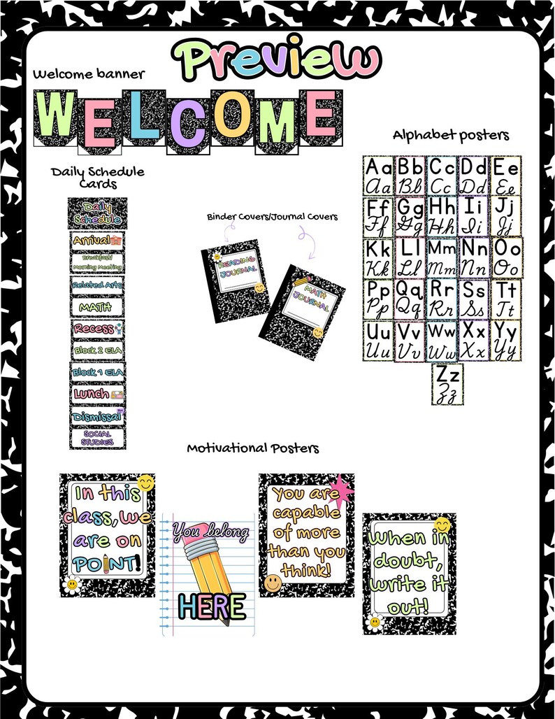 Composition Book and Pastels Classroom Decor - Etsy