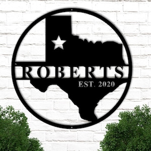 Custom Texas Metal Sign, Last Name Metal Sign, Metal Established Family ...