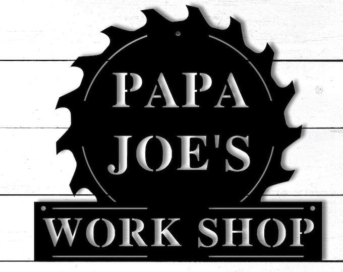 Personalized Fathers Day Sign for Dad Papas Work Shop Metal - Etsy