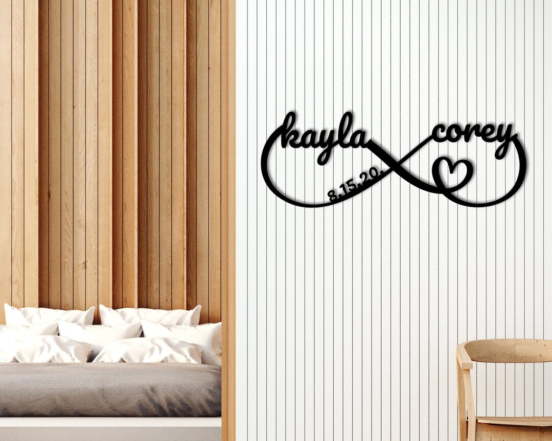 Metal Infinity Sign With Names and Date - Etsy