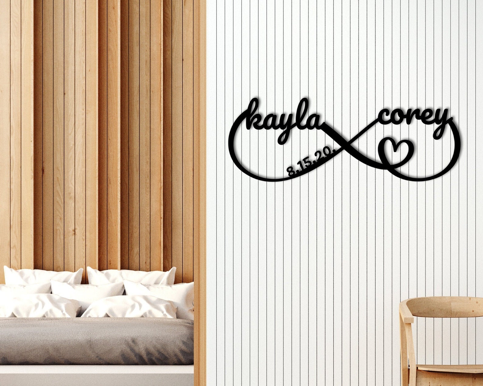 Metal Infinity Sign With Names and Date - Etsy