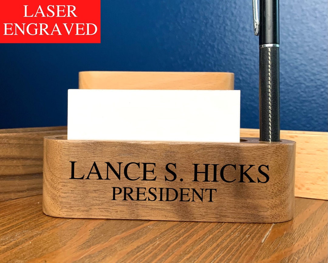 Personalized Wood Business Card Holder, Engraved Wood Business Card ...
