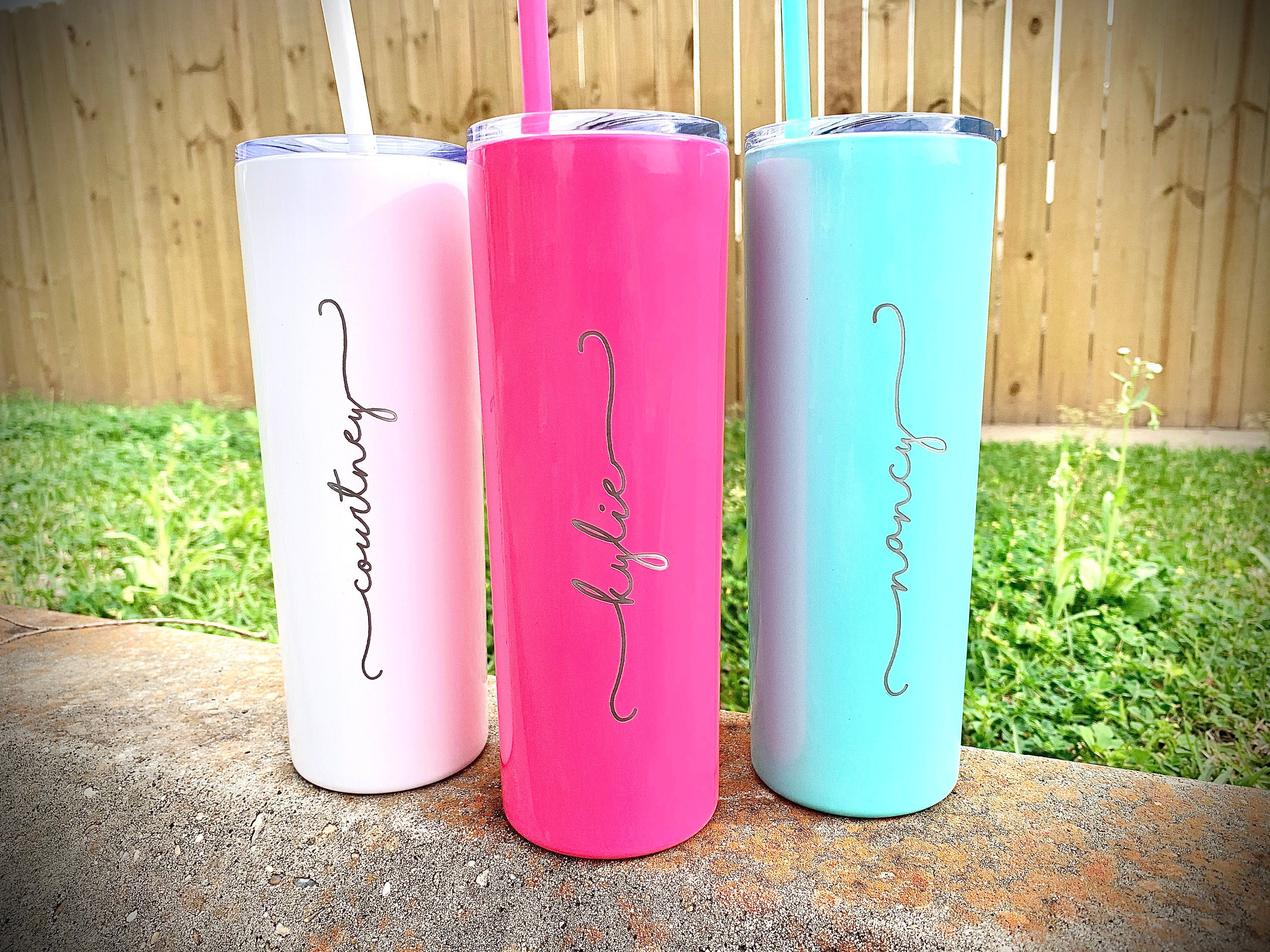 Personalized Skinny Tumbler With Straw Engraved Skinny - Etsy
