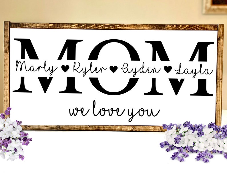 Mom Sign With Kids Names Mothers Day Gift Personalized Gift - Etsy