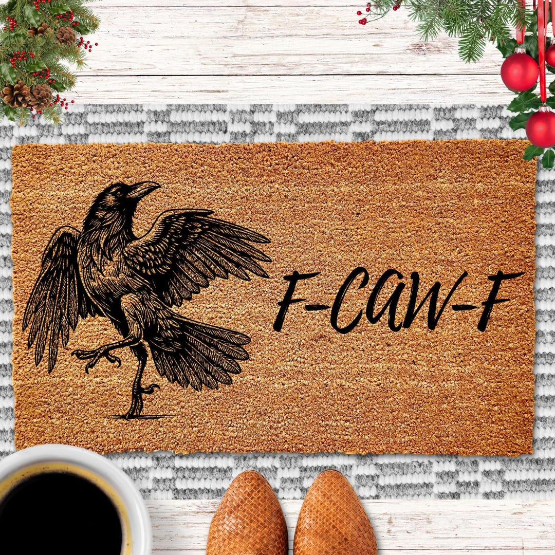 F-caw-f Funny Crow Doormat, Funny Doormat, Funny Door Mat, Rude Doormat ...