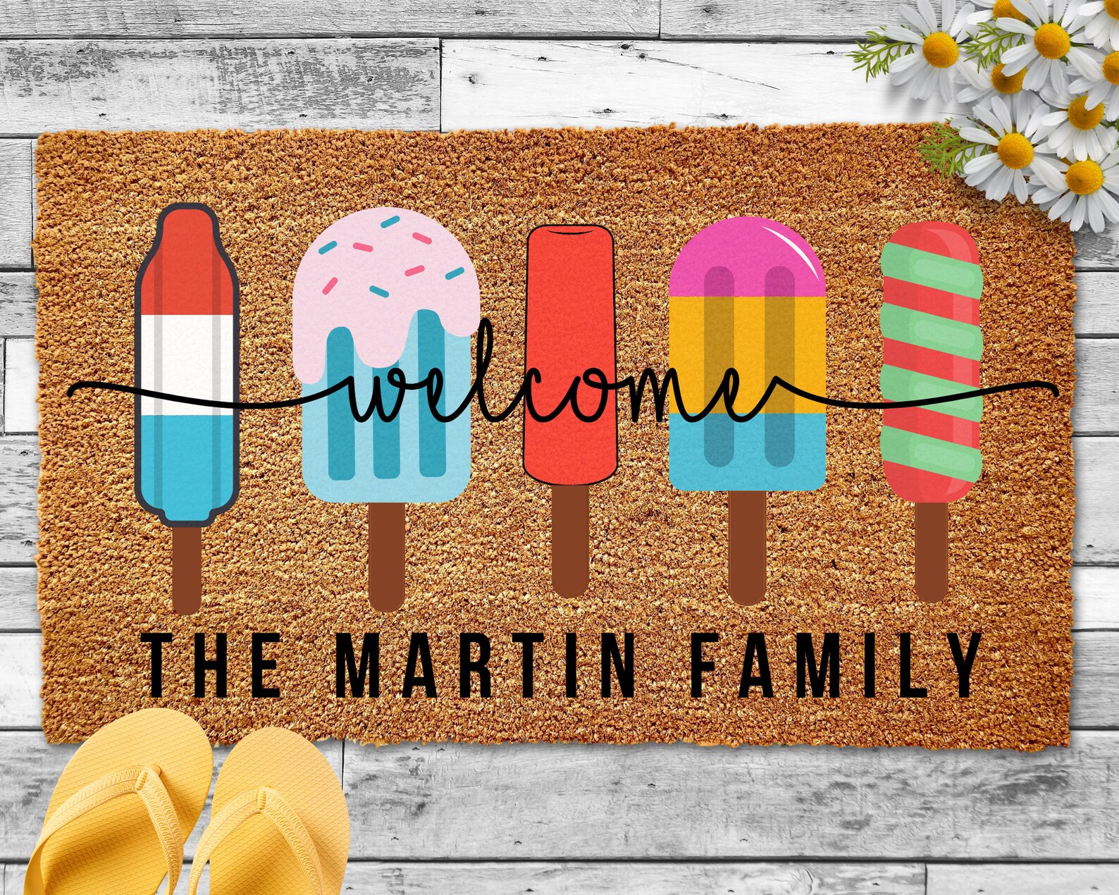Personalized Welcome Popsicle Doormat, Summer Doormat, Fourth of July ...