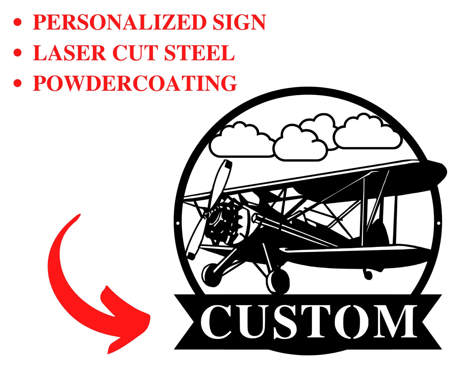 Propeller Plane Metal Sign Airplane Name Sign Personalized - Etsy