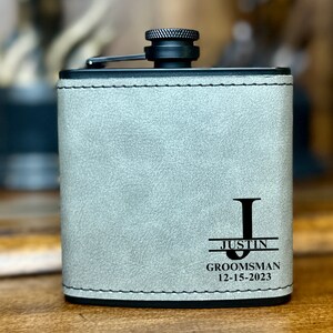 Groomsmen Flask, Groomsmen Gifts Personalized, Engraved Leather Flask ...