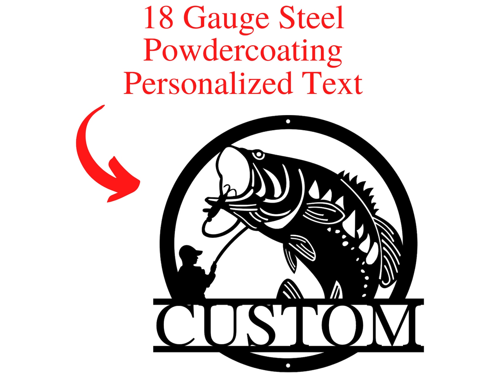 Fish Metal Name Sign, Bass Fishing Metal Monogram, Fishing Gifts for ...