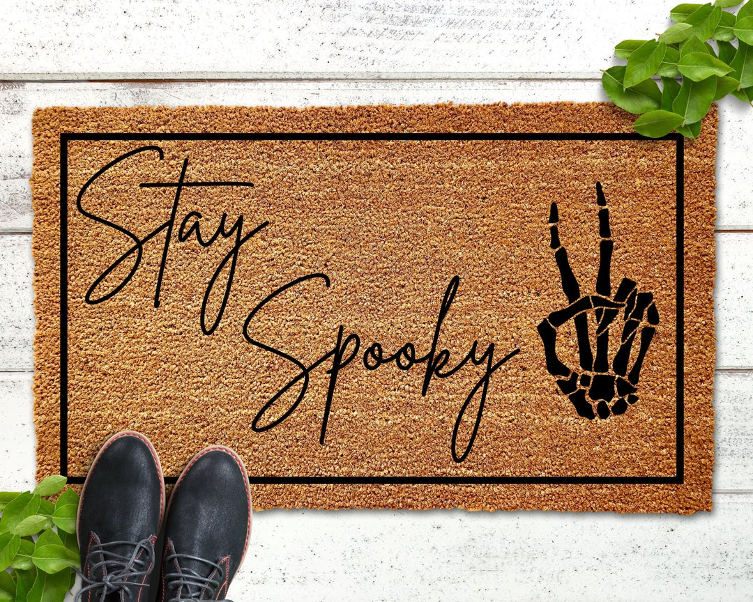 Stay Spooky Doormat, Skeleton Peace Sign, Halloween Doormat, Fall ...