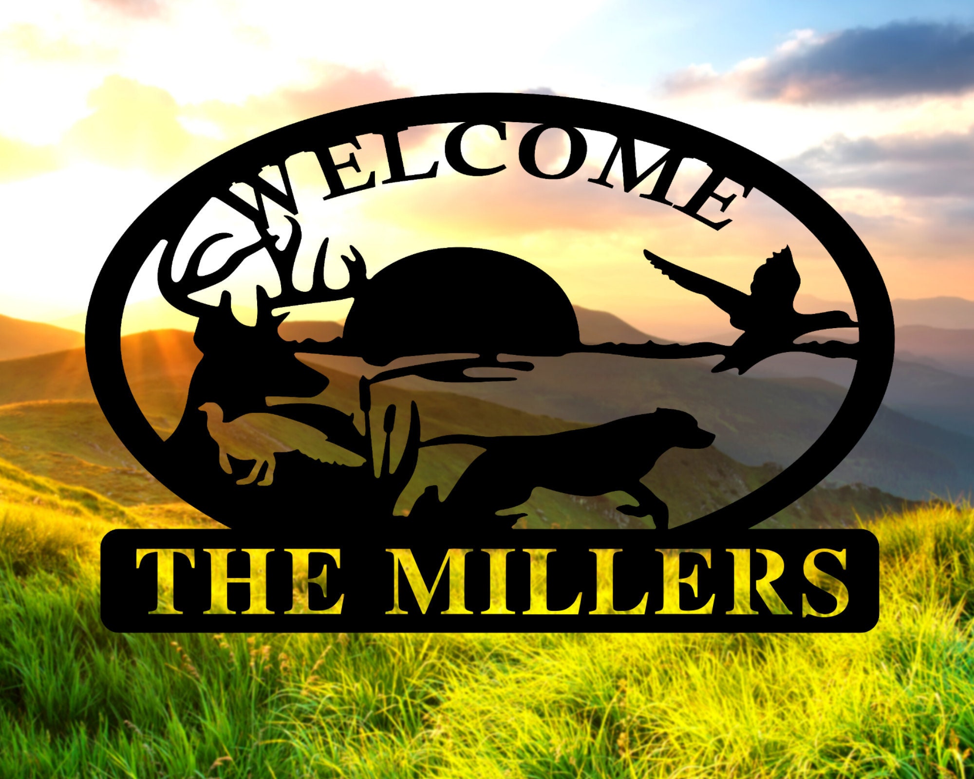 Custom Metal Hunting Sign, Personalized Deer Duck Turkey Sign, Cabin ...