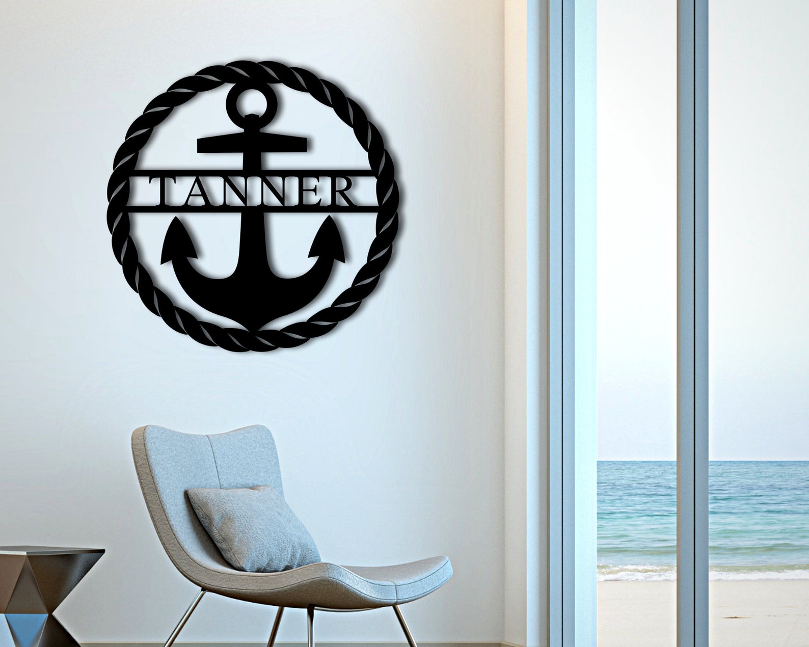 Custom Metal Anchor Name Sign, Anchor Wall Decor, Last Name Metal Sign ...