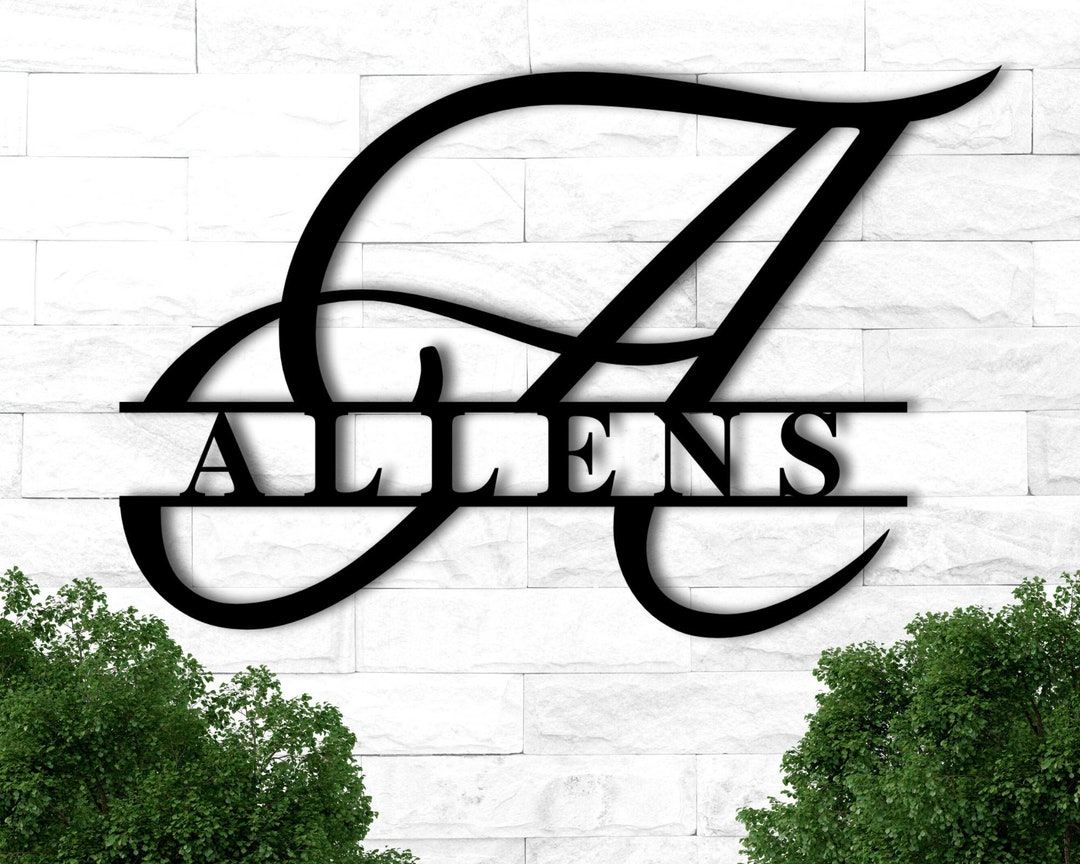 Custom Metal Name Sign, Split Letter Name Sign, Personalized Last Name ...