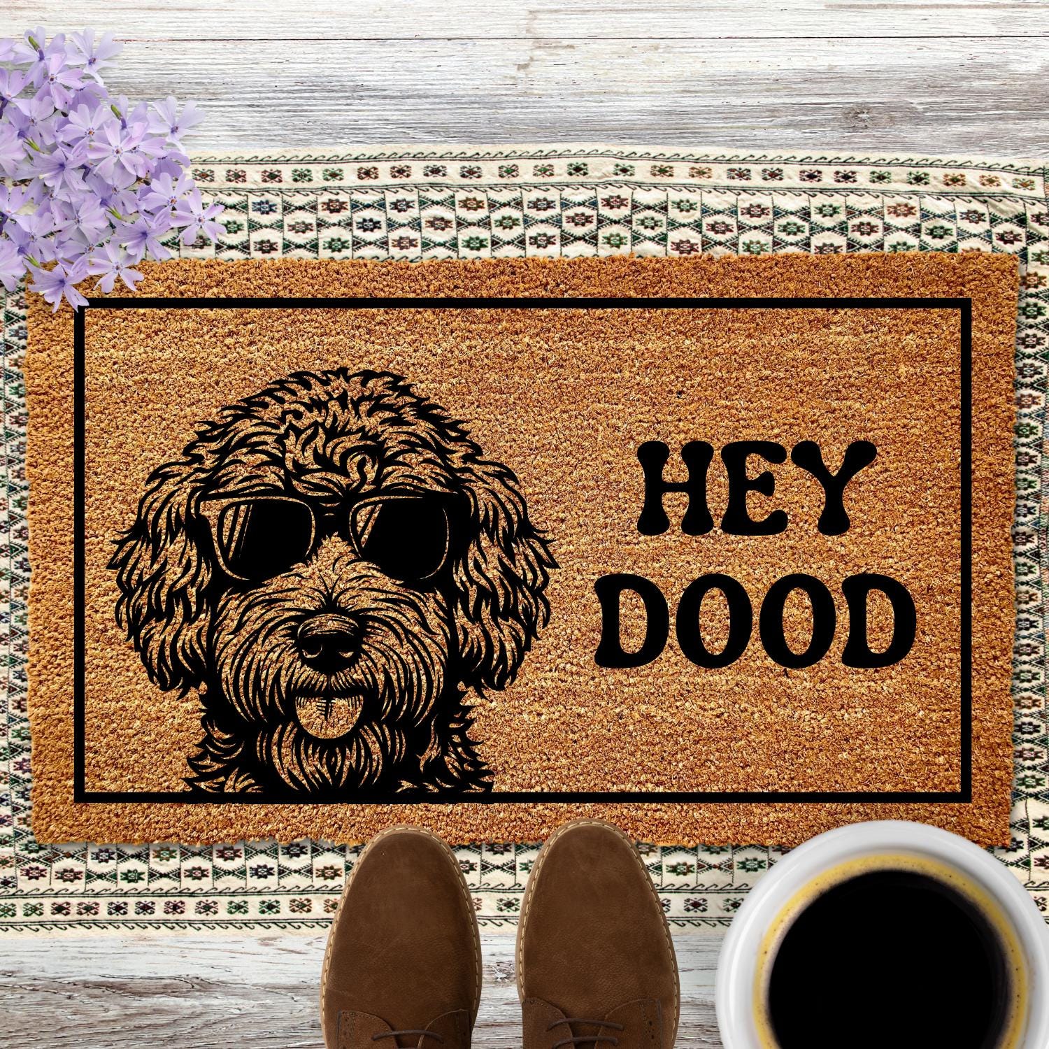 Hey Dood Doormat Golden Doodle Dog Goldendoodle Labradoodle Doormat ...