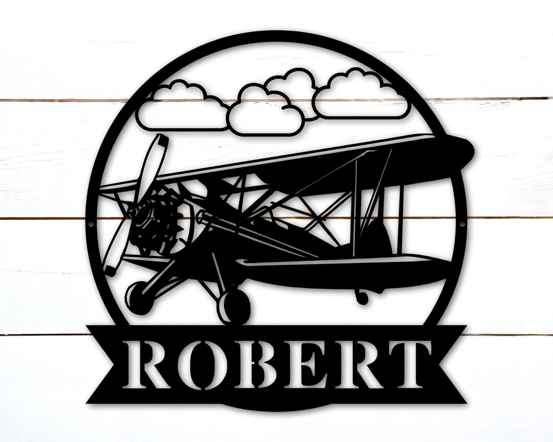 Propeller Plane Metal Sign, Airplane Name Sign, Personalized Pilot Gift ...
